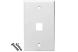 1 Port Flush Mount Wall Plate - Single Gang - White | ShowMeCables.com