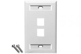 2 Port NetKey Flush Mount Screw-On Wall Plate - Single Gang - White ...