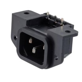 L-com AC PEM C14, Panel Flange, Right Angle, Thru-hole PCB, Terminal ...