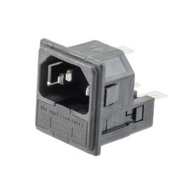 L-com Twin-Fused IEC Inlet, Snap-Fit, Panel Mount, C14 Connector, 6.3 ...