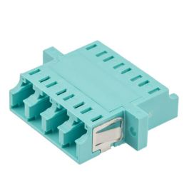 LC Quad Coupler | Multimode | With Flange | Aqua | ShowMeCables.com