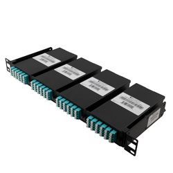 MPO male (pins) pullable rack mount chassis with 4 LGX cassettes - 96 ...