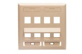 ICC IC107AS8IV 8 Port Bottom Angled ID Wall Plate - Double Gang - Ivory ...