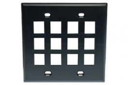 ICC Flat Keystone Wall Plate - Double Gang - 12 Port - Black ...