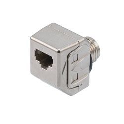 L-Com Metal Panel Mountable M12 X-code Female to RJ45 Female Adapter ...