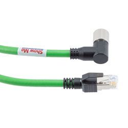 ShowMeCables M12 4 Position D-Coded RA Female/RJ45 Cable, Foil Shielded ...