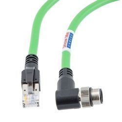 ShowMeCables M12 4 Position D-Coded RA Male/RJ45 Cable, Foil Shielded, 3 FT | ShowMeCables.com