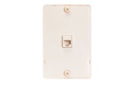 RJ11 4 Conductor Jack - Single Gang - Ivory Wall Plate | ShowMeCables.com