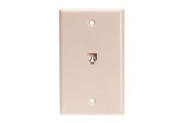 RJ11 - Single Gang - Ivory Smooth Finish Wall Plate | ShowMeCables.com