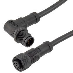 L-com IP69K Waterproof M12 5 Position A-code Sensor Signal Cable, Light ...