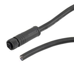 L-com M12 4 Position IP68 S-Code Pigtail Cable Assembly, Unshielded 22AWG PVC Jacket, Female to ...