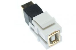 USB B Type F/F Coupler Keystone - White | ShowMeCables.com