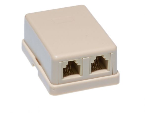 Dual RJ11 6P4C Surface Mount Box - Ivory | ShowMeCables.com