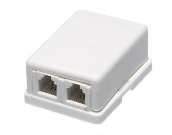 Dual RJ11 6P4C Surface Mount Box - White | ShowMeCables.com