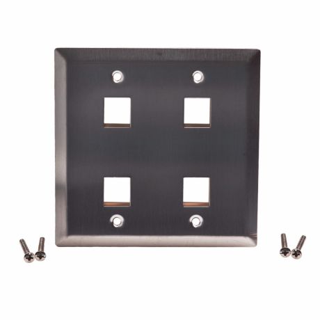 ICC IC107DF4SS 4 Port Keystone Wall Plate - Double Gang - Stainless ...