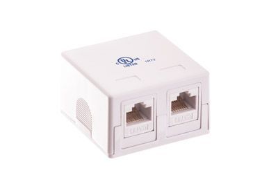 2 Port Cat5e Surface Mount Box - White | ShowMeCables.com
