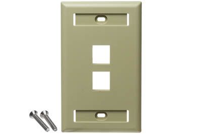 2 Port NetKey Flush Mount Screw-On Wall Plate - Single Gang - Ivory ...