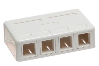 4 Port Surface Mount Box - Ivory | ShowMeCables.com