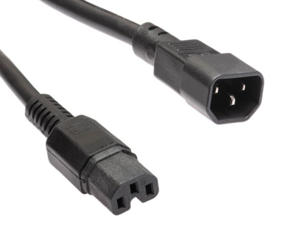 15 Amp Black C14 to C15 | High Temperature Power Cord 15 Feet ...