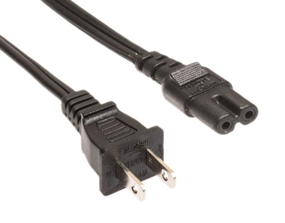 7 Amp Black NEMA 1-15 to C7 | Non-Polarized 2 Slot Power Cord 6 Feet ...