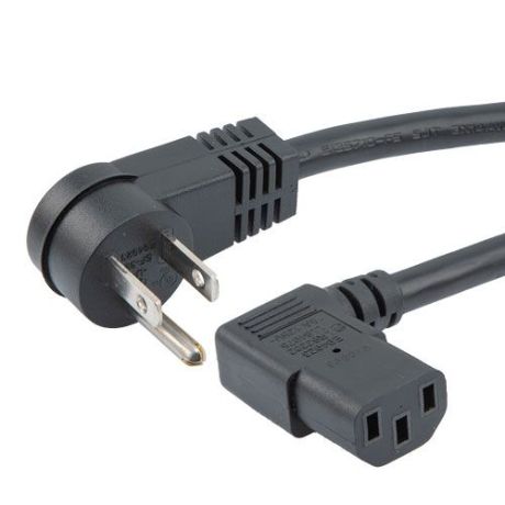 NEMA 5-15 Right Angle to C13 Right Angle | 15 Amp 125 Volt CPU Power Cord | ShowMeCables.com