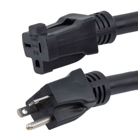 20 Amp Black NEMA 5-20P to NEMA 5-20R | Universal Extension Cord ...