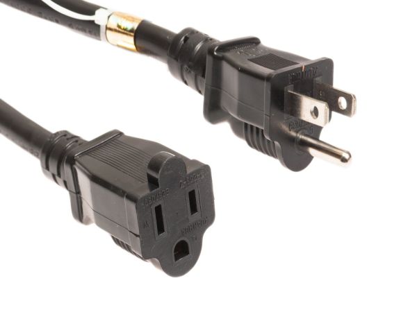 15 Amp Black NEMA 5-15 to NEMA 5-15R | Universal Extension Cord 15 Feet ...