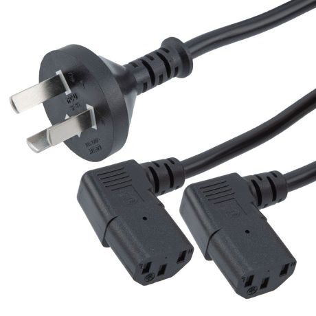 GB2099 Type I to Dual Right Angle C13 International Splitter Power Cord ...