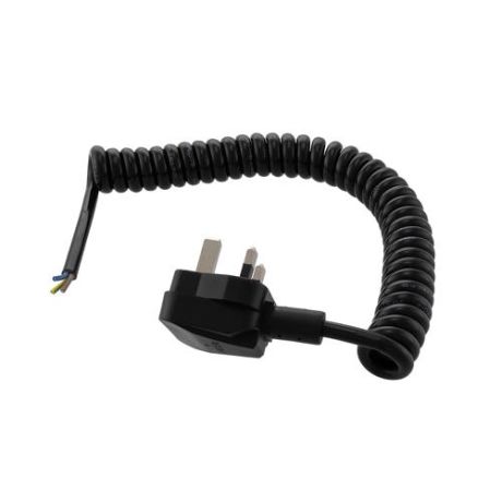 ShowMeCables UK Type G BS 1363 Plug to Open, Coiled 18 AWG Cord, LSZH ...