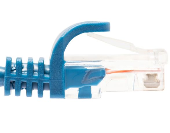 Slim Boot Cat5e Ethernet Patch Cable - Blue – 2 FT | ShowMeCables.com