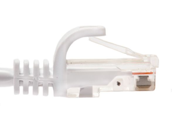 Slim Boot Cat5e Ethernet Patch Cable - White – 1 FT | ShowMeCables.com