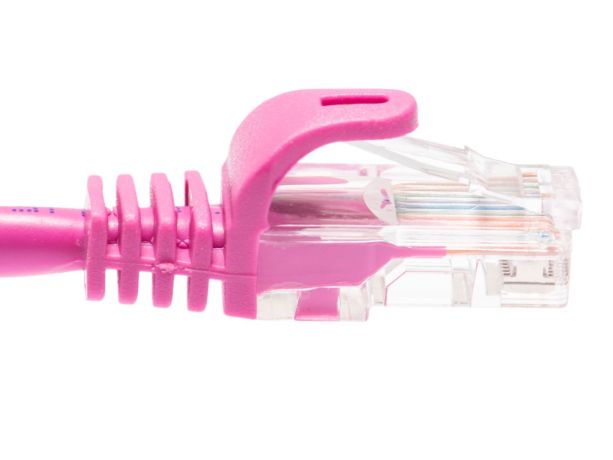 Slim Boot Cat5e Ethernet Patch Cable - Pink – 14 FT | ShowMeCables.com