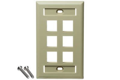 6 Port NetKey Flush Mount Screw-On Wall Plate - Single Gang - Ivory ...