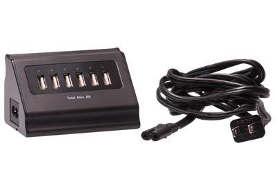 6 Port USB Desktop Charger | Heavy Duty Black | ShowMeCables.com