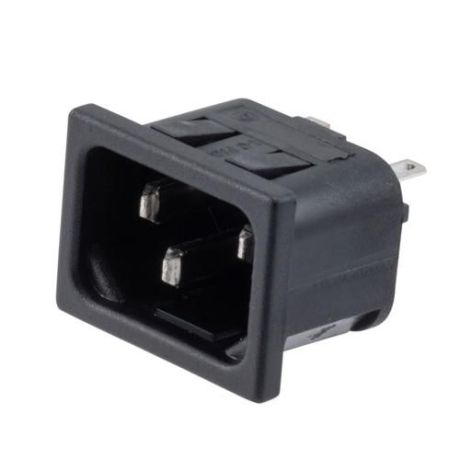 L-com AC PEM C14, 1mm Panel Snap-In, 2.8mm Solder Tab Terminals ...