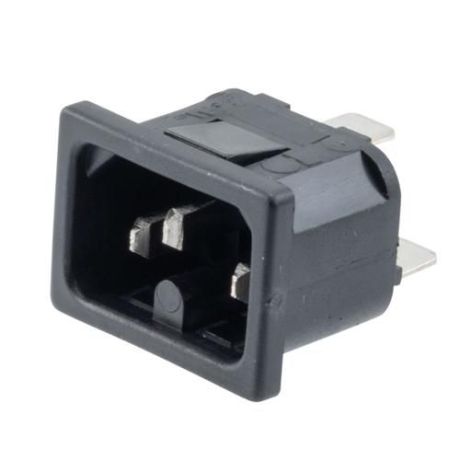 L-com AC PEM C16, 1mm Panel Snap-In, 6.3mm Quick-connect | ShowMeCables.com