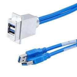 L-com USB 3.0 Double Stack Adapter Cable, ECF Flange Panel Mount Style ...