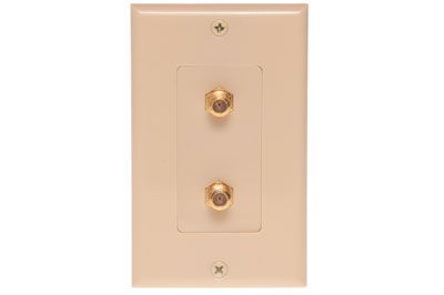 2 Port F-Type Decora Wall Plate - Ivory | ShowMeCables.com