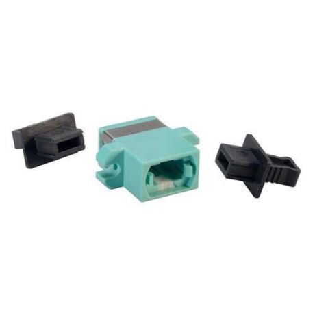 Fiber Optic MPO Coupler | w/Mounting Flange | Aqua | ShowMeCables.com