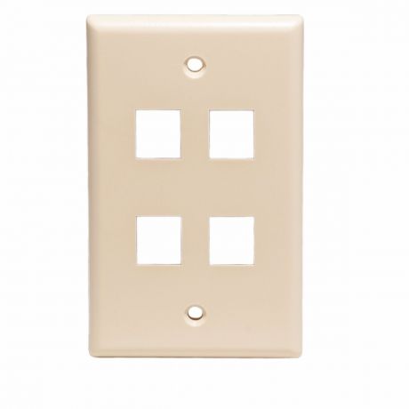 ICC IC107F04AL 4 Port Flat Wall Plate - Single Gang - Almond ...