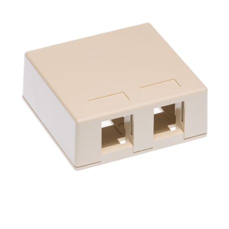 2 Port Surface Mount Box - Ivory | ShowMeCables.com