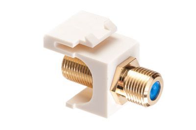 ICC F Type F/F Coupler Gold Keystone - Almond | ShowMeCables.com