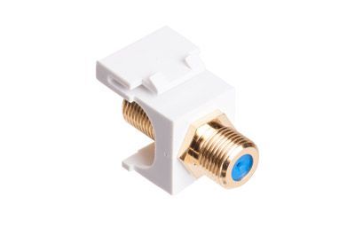 ICC F Type F/F Coupler Gold Keystone - White | ShowMeCables.com