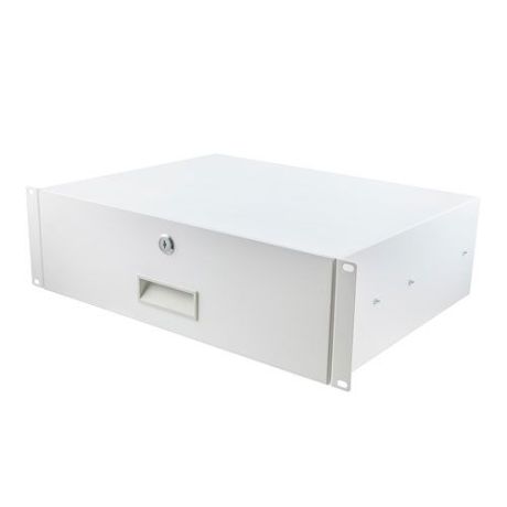 L-com 19" Rack Mount Drawer 3U 13.7in (350mm)- RAL9003-Signal White ...