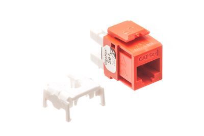 Leviton 5G110-RO5 GigaMax Cat5e QuickPort Jack - High Density - Orange ...