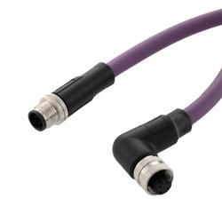 ShowMeCables IP68 M12 4 Position B-code Male to RA Female, Industrial Drag Chain PUR, 23AWG ...