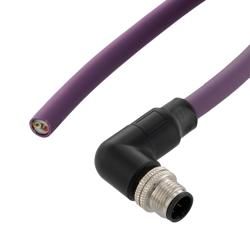 ShowMeCables IP68 M12 4 Position B-code RA Male to Open, Industrial Drag Chain PUR, 23AWG ...