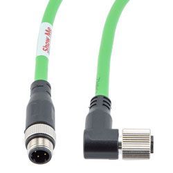 ShowMeCables M12 4 Position D-Coded Male/ RA Female Cable, Foil ...