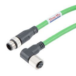 ShowMeCables M12 4 Position D-Coded Male/ RA Female Cable, Foil ...