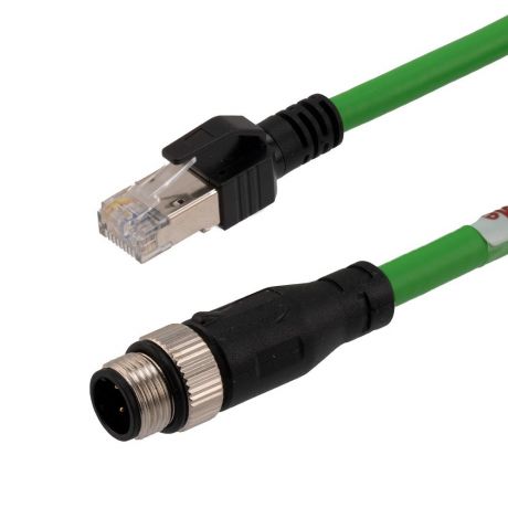 ShowMeCables M12 4 Position D-Coded Male/RJ45 Cable, Foil Shielded, 10 Feet | ShowMeCables.com
